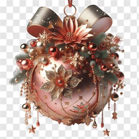 금색과 빨간색 장식으로 장식된 분홍색 크리스마스 장식품 금색과 빨간색 장식으로 장식된 분홍색 크리스마스 장식품 연휴에 축제 분위기를 더하다 크리스마스 Png 일러스트
