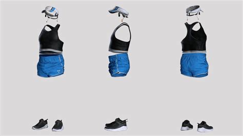 Female Runner Outfit Sportswear Set With Cap And Shoes 3d Model