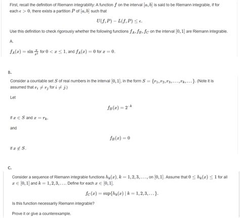 Solved First Recall The Definition Of Riemann