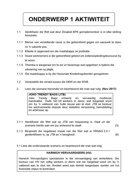 Onderwerp 1 Aktiwiteite Pdf