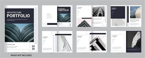 아키텍처 또는 인테리어 포트폴리오 디자인 미니멀 모던 아키텍쳐 포트폴리아 템플릿 매거진 프리미엄 벡터