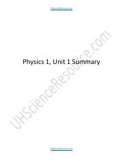 Physics Unit Summary CN Pdf UHScienceResource Com Physics Unit Summary