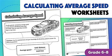 Calculating Average Speed Worksheet For 6th 8th Grade