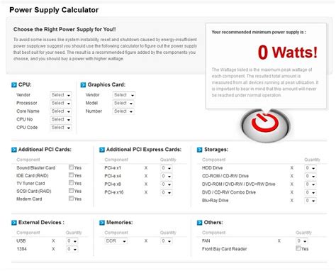 PC Power Supply Calculator Calculate Power Supply Requirements