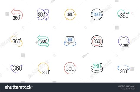 360 Degrees Line Icons Rotate Arrow Stock Vector Royalty Free 2147158681 Shutterstock