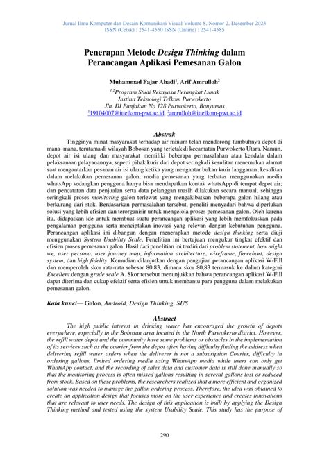 Pdf Penerapan Metode Design Thinking Dalam Perancangan Aplikasi Pemesanan Galon