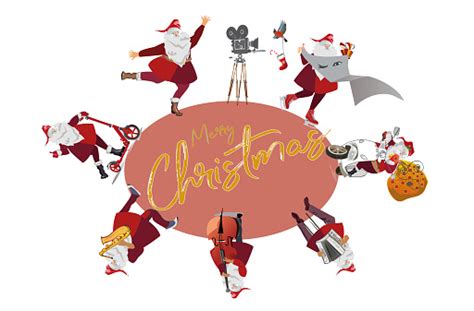 오래 된 도시에서 산타 클로스와 크리스마스 포스터 크리스마스 인사말 카드입니다 산타 클로스에 대한 스톡 벡터 아트 및 기타 이미지 산타 클로스 겨울 계절 Istock