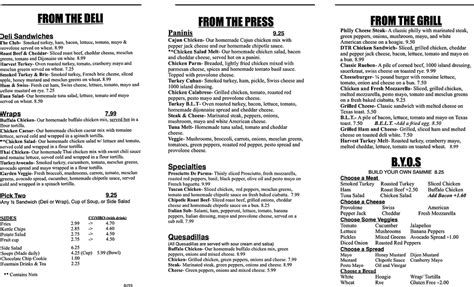 Menu Manhattan Cafe
