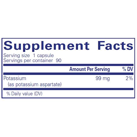 Potassium Aspartate 99mg 90c Pure Encapsulations Arcana Empothecary