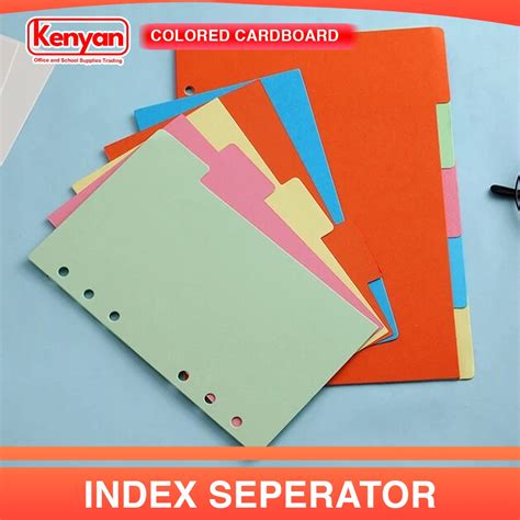 Colored Cardboard Loose Leaf Binder Index Separator Holes Stationary Arts Crafting