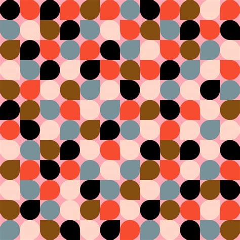 Geometrical Seamless Tile Texture Simple Rounded Shapes Vector Pattern Abstract Mosaic