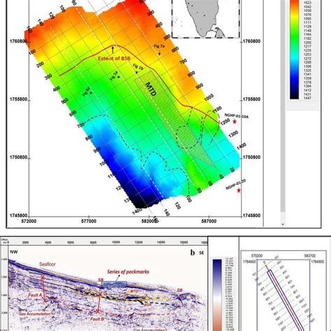 A Bathymetry Map Of The Study Area With Two Wells Namely Nghp 01 10a