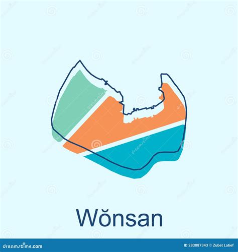 Wonsan High Detailed Illustration Map North Korea Map World Map Country Vector Illustration