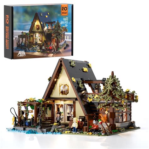 Funwhole A Frame Cabin Lighting Building Bricks Set 2061 Pcs Adult