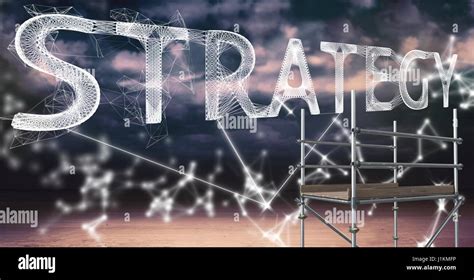 Digital Composite Of Strategy Text With 3d Scaffolding And Sky Stock