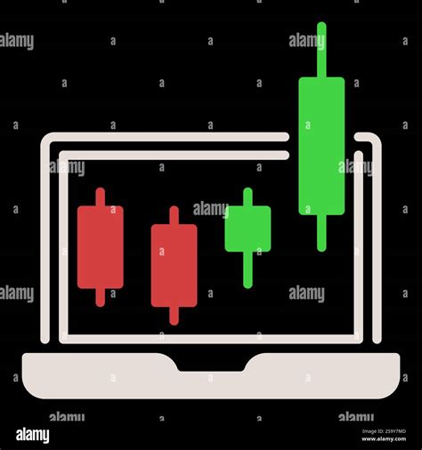 Candlestick Pattern On Laptop Screen Vector Margin Trading Concept Colored Icon Or Sign Stock