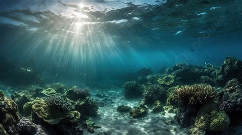 태양이 비치는 수중 암초 바다 사진 수중 배경 일러스트 및 사진 무료 다운로드 Pngtree