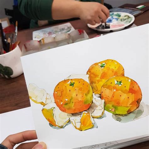 수채화에 있는 한혜정님의 핀 수채화 귤