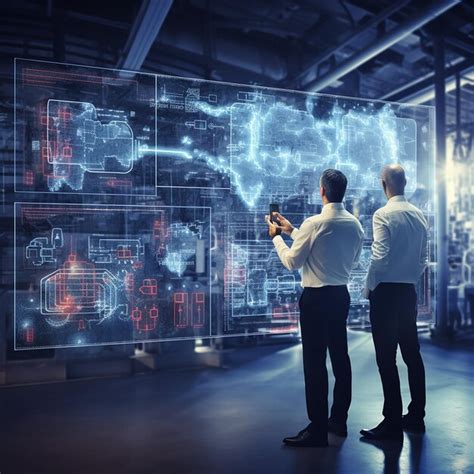 Premium Photo Factory Digitalization Two Industrial Engineers Use Tablet Computer Big Data