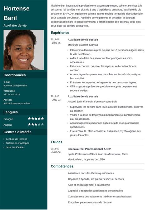 Exemple De Cv Auxiliaire Vie En Maison Retraite Ventana Blog