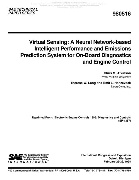 Pdf Virtual Sensing A Neural Network Based Intelligent Performance And Emissions Prediction