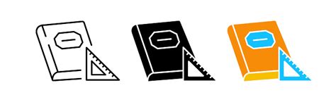 노트북 아이콘을 설정합니다 통치자 수업 학교 학습 학생 교사 학교 과목 수학 메모 초록 지식 개념입니다 다른 스타일의 벡터 선 아이콘 가공의 인물에 대한 스톡 벡터 아트 및