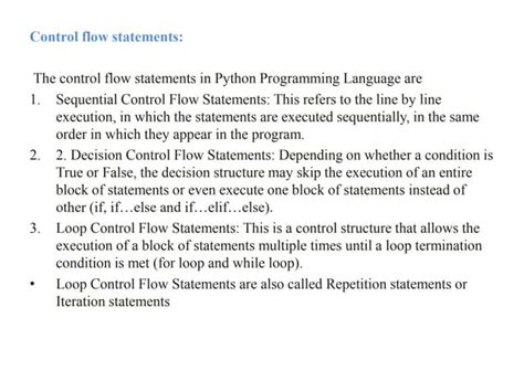 Control Statements In Pythonpptx
