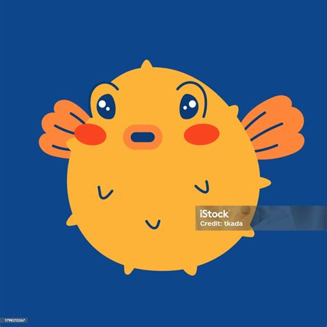 벡터 Seamless Blue Pattern 해저 세계 붉은 산호 재미 있고 귀여운 복어 캐릭터 직물 직물 벽지 포장을 위한 인쇄할 수 있는 편평한 아이들의 본 가공의