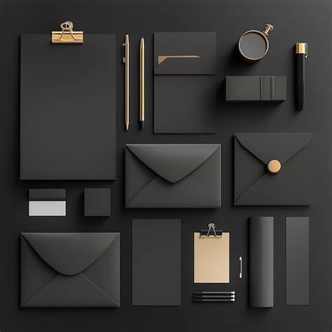 Premium Photo Set Of Black Mockup Elements 3d Render