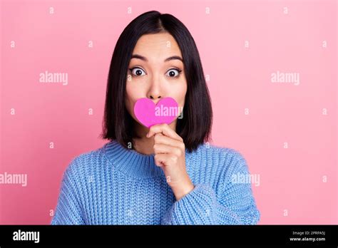 Portrait Of Funky Cute Girl Hand Hold Small Heart Symbol Card Cover