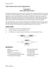 Lab 6 Series And Parallel Circuits Pdf Physics 122 Lab 6 Amber Fussell Erica Crosby Maggie