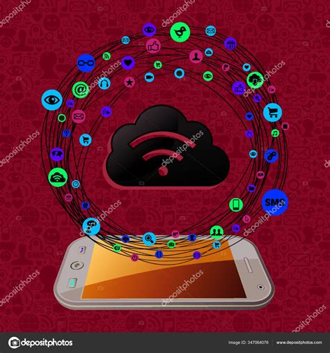 Cloud Computing Network Diagram Vector Illustration Layered Easy Manipulation Custom Stock