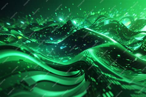 Premium Photo Abstract Green Futuristic Background Technological Wave Of Information Data Flow