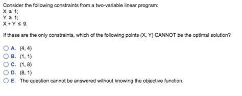 Solved Consider The Following Constraints From A