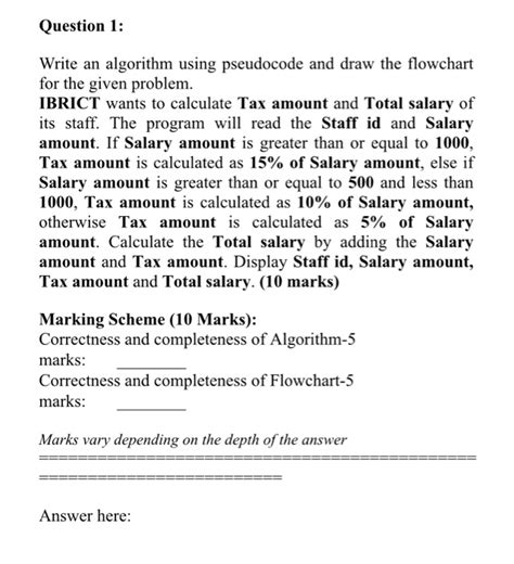 Solved Question 1 Write An Algorithm Using Pseudocode And