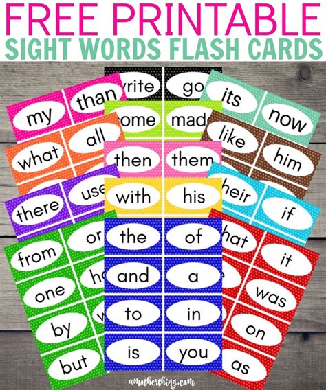 Free Printable Sight Words Flash Cards Perfect For Preschool Sight