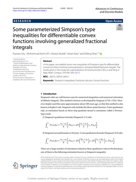 Pdf Some Parameterized Simpsons Type Inequalities For Differentiable Convex Functions