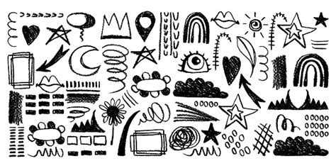 그런 지 목탄과 연필 소녀 스케치 컬렉션 손으로 그린 디자인 낙서 모양 그래피티 추상 요소가 있는 창의적이고 장난기 넘치는 배너 낙서 드로잉에 대한 스톡 벡터 아트 및 기타