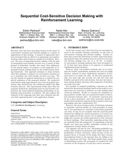 Sequential Cost Sensitive Decision Making With Reinforcement Learning