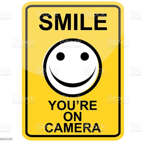 Smile Youre On Camera Sign And Label Vector Stock Illustration