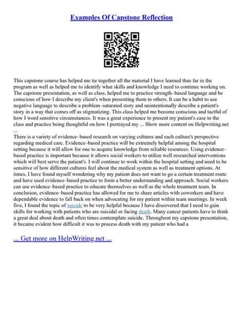 Examples Of Capstone Reflection Pdf