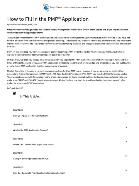 How To Fill In Your Pmp Application With Guide And Examples Pdf