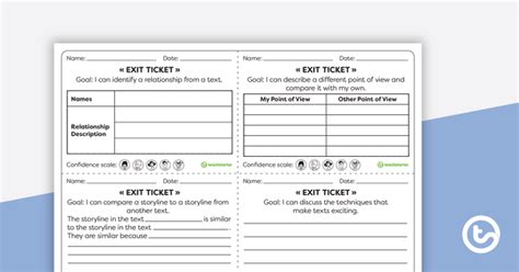 Year Literacy Exit Tickets Worksheets Teach Starter