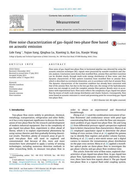 Pdf Flow Noise Characterization Of Gasâ€ Liquid Two Phase Flow Or