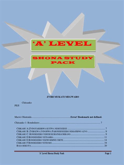 A Level Shona Pdf Pdf