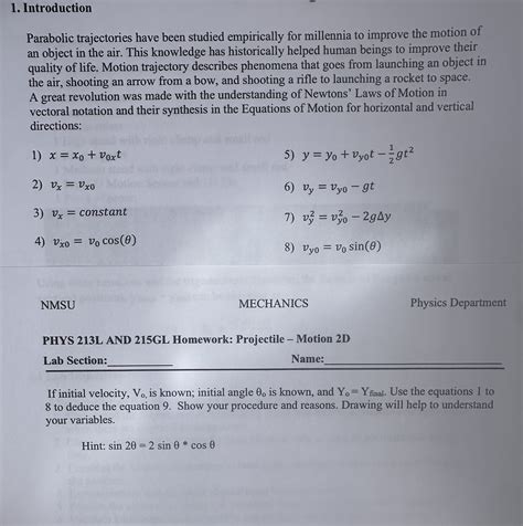 If initial velocity V0 is known initial angle θ0 Chegg com