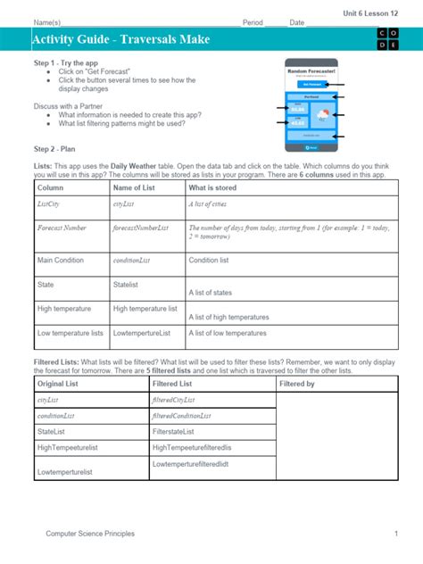 Activity Guide Traversals Make Unit 6 Lesson 12 Pdf User