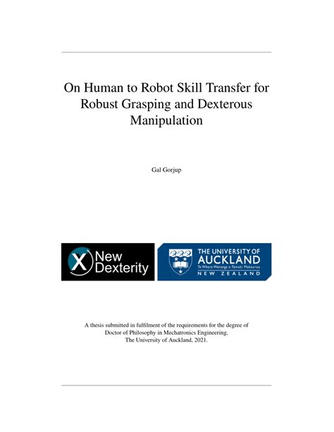 Pdf On Human To Robot Skill Transfer For Robust Grasping And