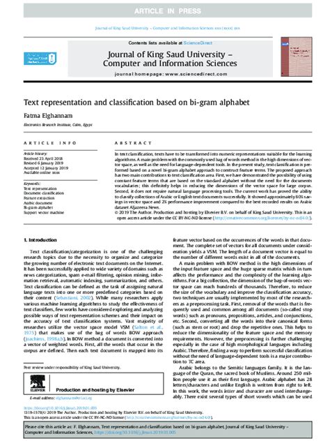 pdf text representation and classification based on bi gram alphabet
