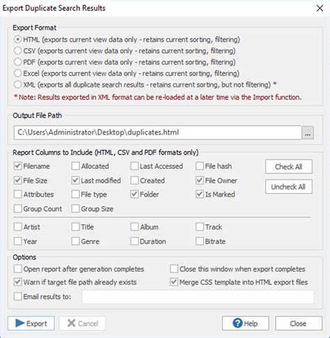 Export And Import Duplicate Search Results